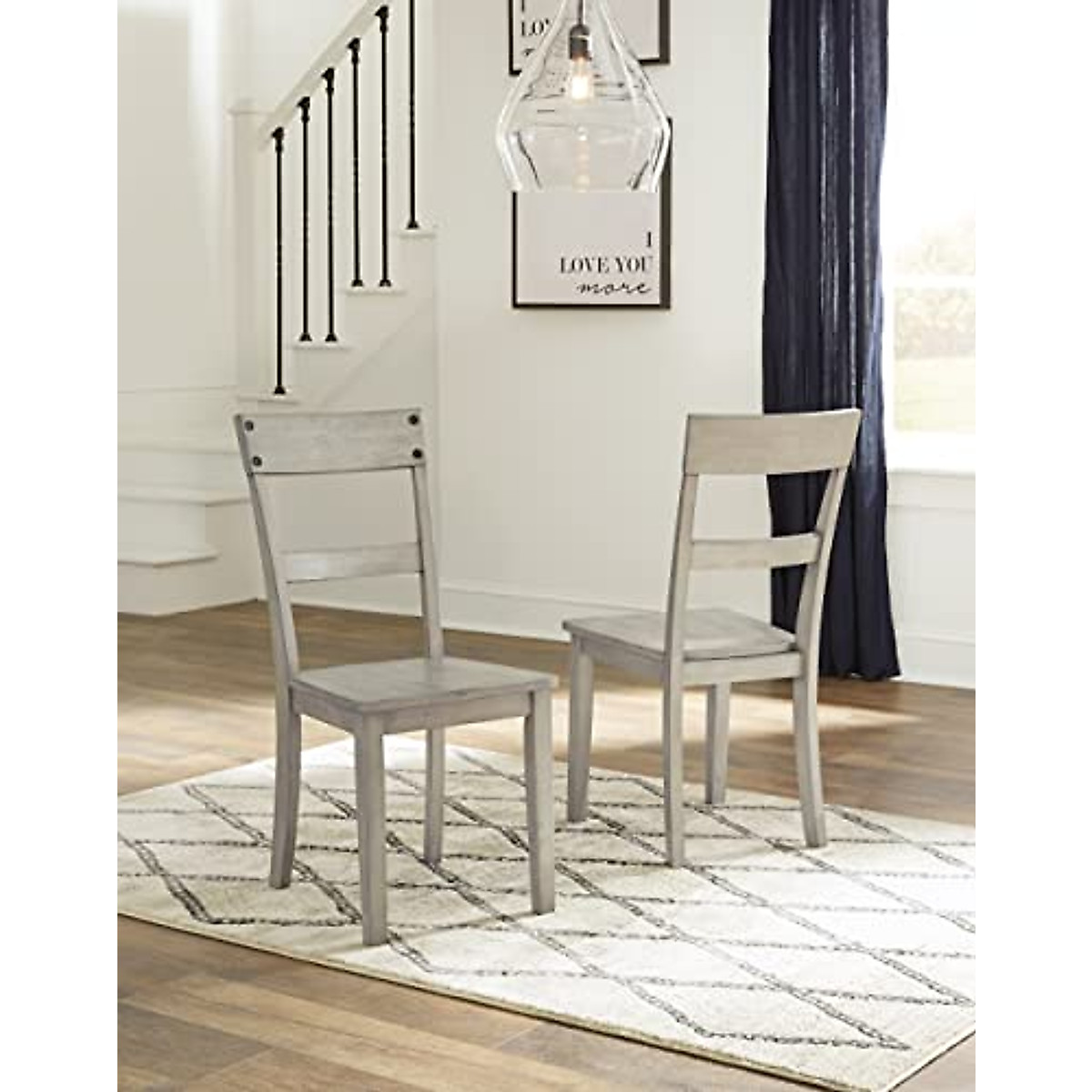 Signature Design by Ashley Loratti Modern Farmhouse Weathered Wood Dining Chair, 2 Count, Gray
