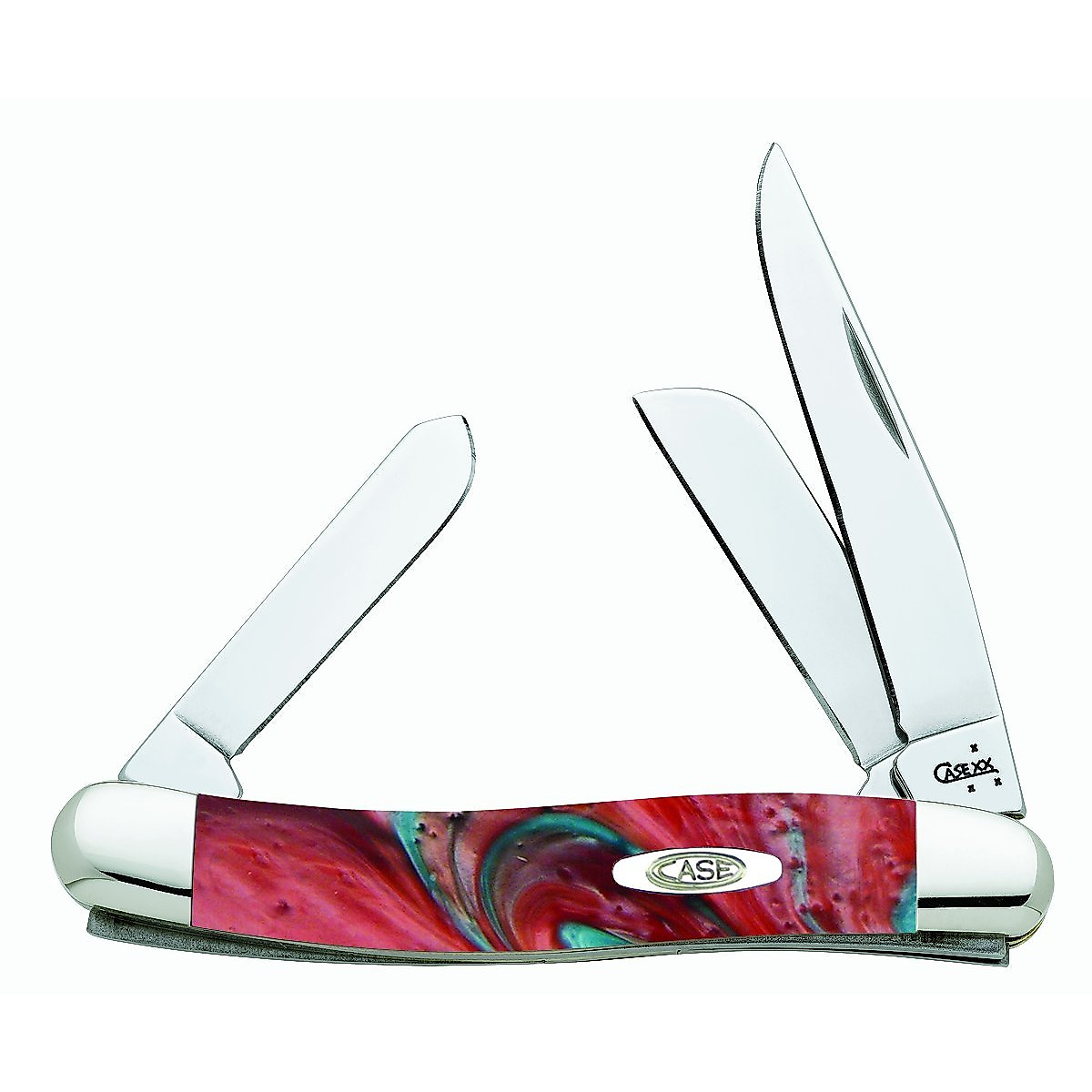 Case Cutlery 9318CS Coral Sea Medium Stockman Corelon Pocket Knife with Stainless Steel Blades, Red/Blue