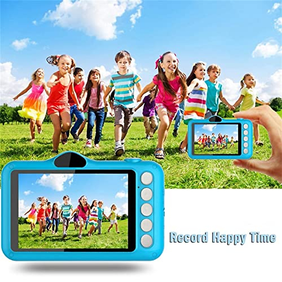 Kids Digital Camera, 3.5Inch HD Screen, Double Lens 2mp, Video 1280x720, 600mAh Rechargeable Battery, Christmas Birthday Gifts for Boys Age 3-9, Portable Toy