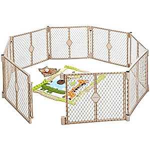 Toddleroo by North States Superyard Indoor/Outdoor 8-Panel Play Baby Yard, Made in USA: Safe play area anywhere. Freestanding. 18.5 sq. ft. enclosure or 6.5 ft. corner to corner (26" Tall, Sand)
