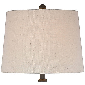 Franklin Iron Works Annie Modern Industrial Table Lamps 28" Tall Set of 2 with Dimmers Bronze Iron Cream Tapered Drum Shade for Bedroom Living Room House Home Bedside Nightstand Office Entryway