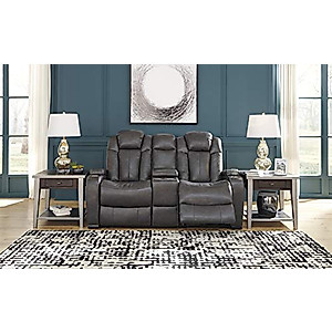 Signature Design by Ashley Turbulance Power Reclining Loveseat with USB Charging Port, Dark Gray & Signature DESIGN BY ASHLEY Turbulance Power Reclining Sofa with USB Charging Port, Dark Gray