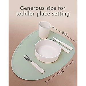Willow + Sim Silicone Placemat for Kids - Travel Placemats for Toddlers, Non Slip Silicon Mat for Baby Eating, Best Kids Placemats for Dining Table Spills & Mess, Round, Nonslip, Safe & Easy to Clean