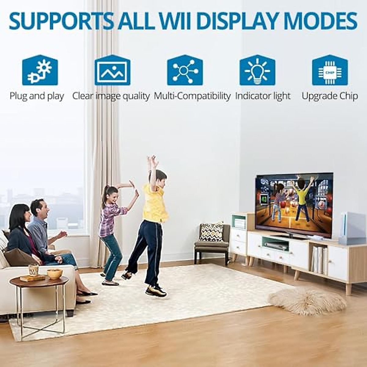 AUTOUTLET Wii to HDMI Converter 1080P with 6ft High Speed HDMI Cable Wii2 HDMI Adapter with Blue Indicator, Output Video&Audio with 3.5mm Jack Audio Compatible with Full HD Devices