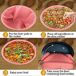 Dexspoeny Silicone (for Crock-Pots) Liner, Instead of Disposable Liner Reusable Leakproof & BPA Free Slow Cooker Liners Fits 6-7 Quarts (Crock Pots) Cooking Bags for Oval Pots Pink and Gray