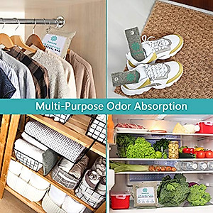 Duboché Bamboo Charcoal Bags for , 8 Pack, Natural Air Purifying Bundle with S Hooks, Moisture Absorbent Odor Eliminator for Gym Bags, Car, Shoes, Bathroom, or Pet Areas