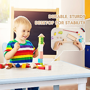 JIAOQIU Kids Table and Chair, Toddler Table and Chair Set, Adjustable Kids Table, Non-Slip Table Legs&Organizer, Graffiti Desktop, Suitable for Kids Table and Chairs Ages 3-12