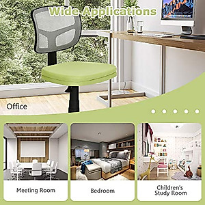 Giantex Armless Desk Chair, Low-Back Computer Chair Ergonomic Small Task Chair with Adjustable Height, Y-Shaped Support for Adults Teens Kids, 360° Swivel Office Chair (Green)