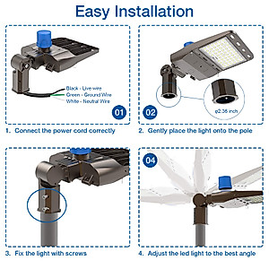 ABODONG LED Parking Lot Light 150W 21,000LM (140LM/W) 5700K LED Street Lights with Adjustable Slip fit Mount Dusk-to-Dawn Photocell Sensor IP66 Outdoor Commercial UL & DLC Certified