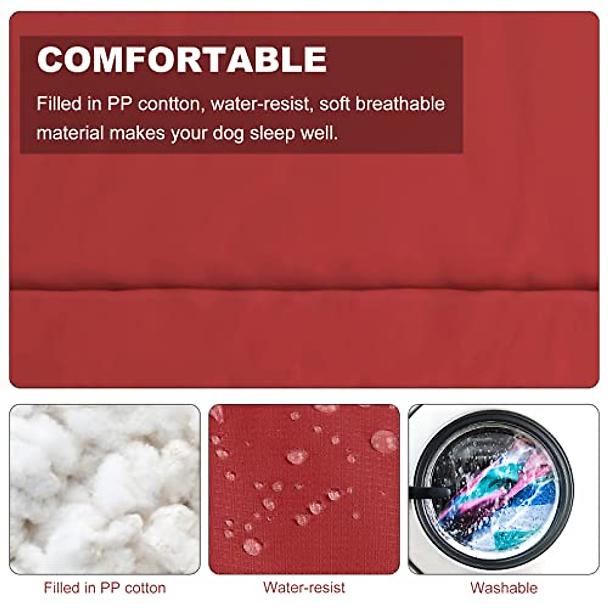 AnberCare Roll Up Foldable Packable Dog Bed Indoor Outdoor Pet Mat Washable Waterproof Travel Dog Mat with Anti-Slip Design 36 x 24 Inch Mat for Small Medium Large Pet Red