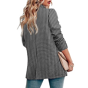 CRAZY GRID Womens Casual Blazer Long Sleeve Business Suit Jacket Open Front Button Work Office Blazer Jacket Fashion Dressy Ladies Blazer Blackish Green Large