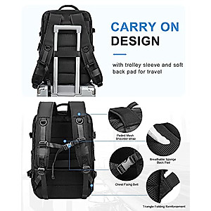 winspansy Large Travel Backpack for Women Men Carry on Backpacks Waterproof Flight Approved Personal Item Bags Luggage Backpacks Fit for 17 Inch Laptop Business Work,Mochila de Viaje