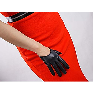 DooWay Black Short Leather Gloves Touchscreen 5" Half Palm Women Fashion Cool Punk Rocker Dance Driving Costume Gloves