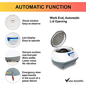 Vision Scientific VS-TC-SPINPLUS-6 Bench-top Centrifuge | 400-5000rpm (Max. 3074xg) | LCD Display | Capacity: 6 x 15ml