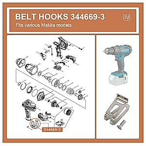 346449-3 Belt Hooks Replacement Part Fits for Makita 324705-1 346034-2 346317-0 - 3 Pack
