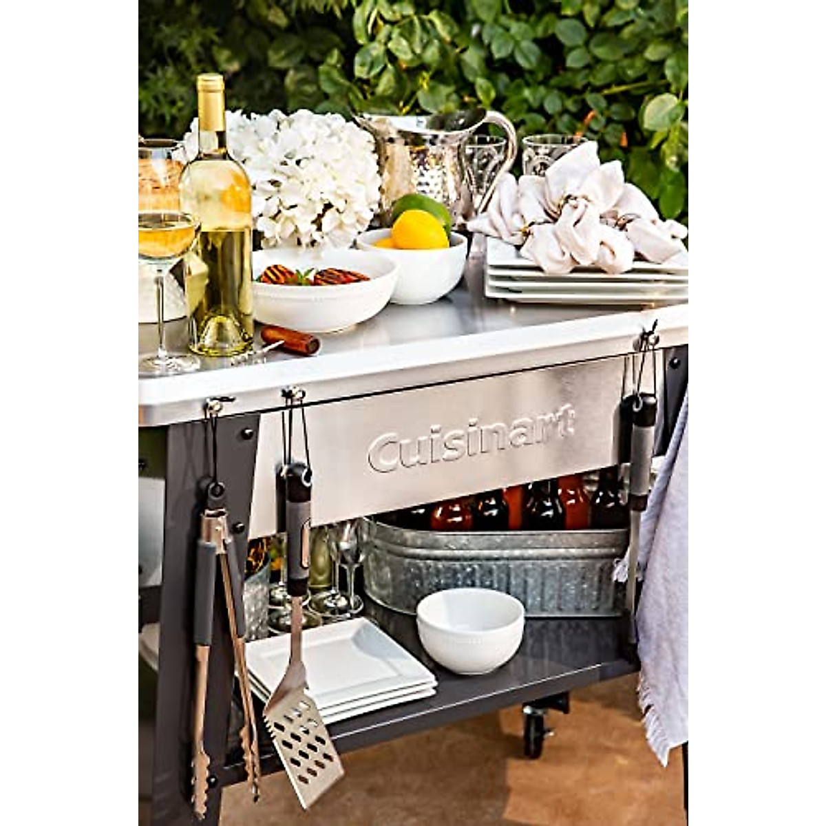 Cuisinart CPT-194 Outdoor Stainless Steel Grill Prep Table, Silver and Black
