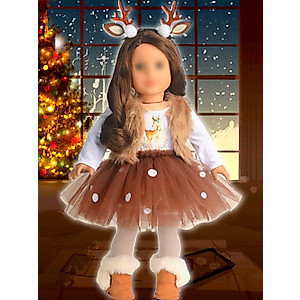 sweet dolly 18 Inches Doll Clothes Christmas Deer Costume Tutu Dress fits 18 Inch Doll