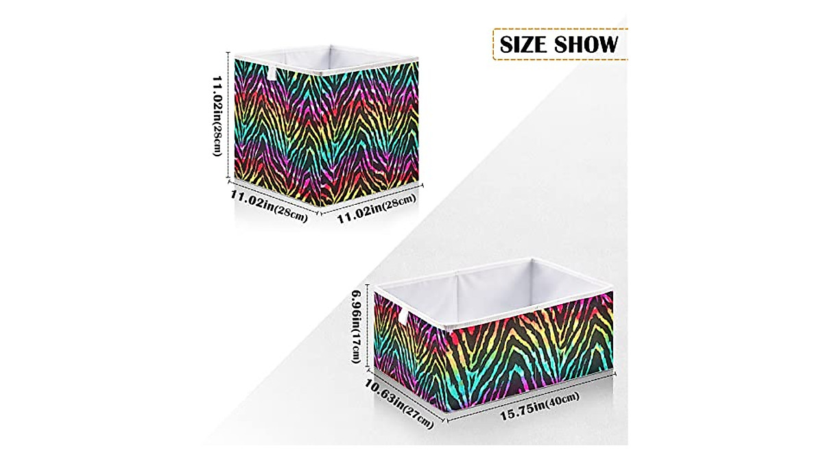 Rainbow Zebra Print Storage Basket - Stylish & Functional
