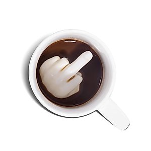 ZFBIRD Middle Finger Cup Ceramic Novelty Coffee Mug with 3D Funny Finger Inside for Christmas Birthday 350ml