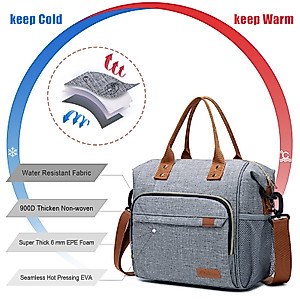 TuErCao Insulated Lunch Bags for Women Men - Freezable Leakproof Adult Lunch Box for Work Office School - Reusable Lunch Tote Bag Portable Soft Side Cooler Bag for Travel Beach Picnic Camping