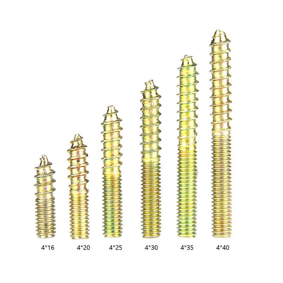 110pcs Hanger Bolts, M4 Dowel Screw Iron Double Ended Screws Zinc Plating Self Tapping Threaded Rods Bars Studs Woodworking