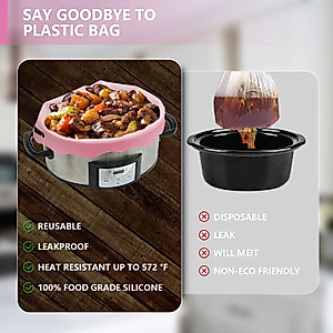 Xandz 3 Pack Silicone Slow Cooker Liners for Crockpot 6 Quart, Reusable Crock Pot Liners Dishwasher Safe Bags Liners Fit Oval Pot