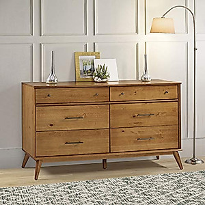 Camaflexi Mid-Century Solid Wood Dresser / 6 Drawers/Castanho Finish