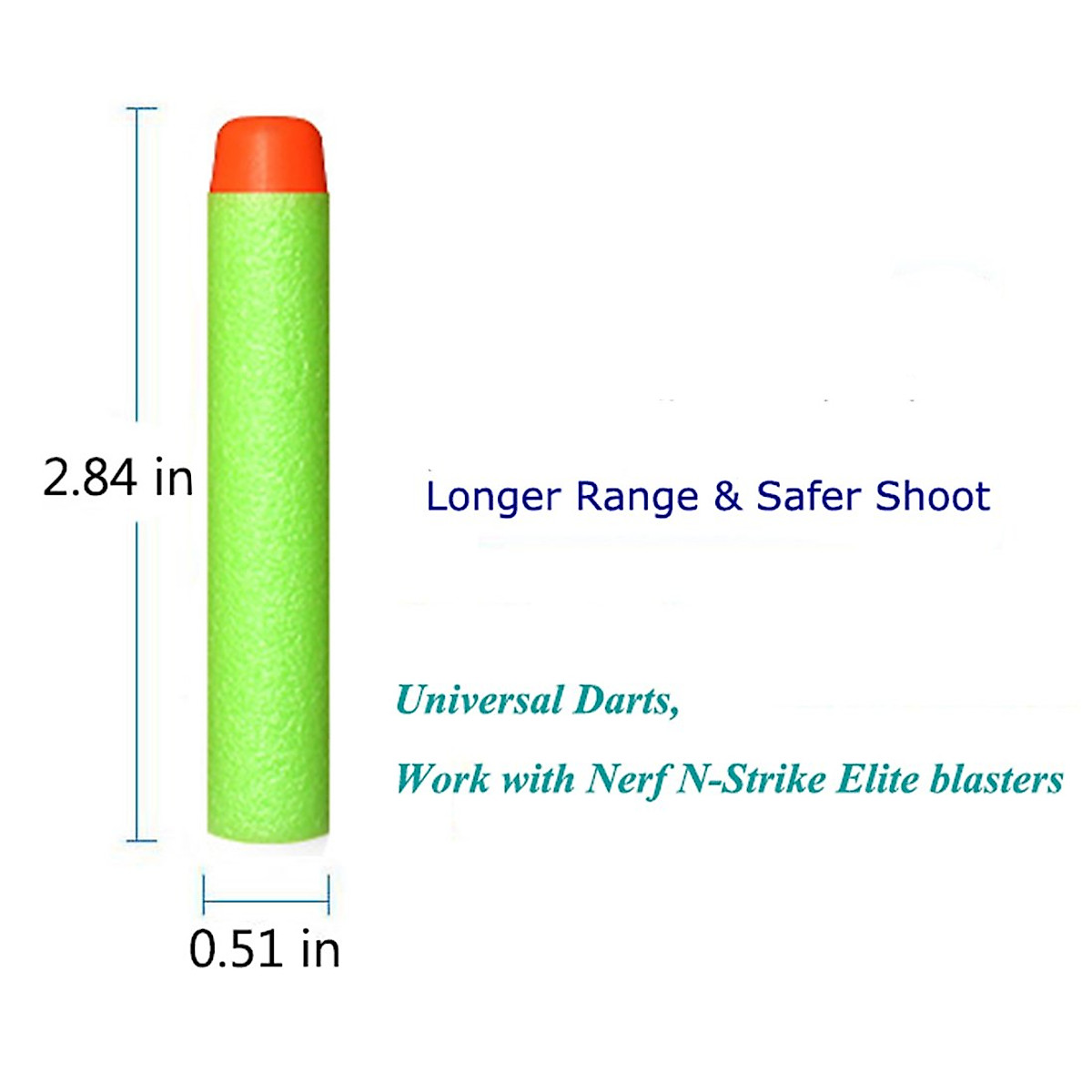AMOSTING Refill Darts 100PCS Bullet for Nerf N-Strike Elite 2.0 Zombie Strike Rebelle - Green with Storage Bag