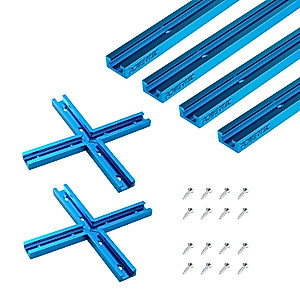 POWERTEC 71694 1-33/64" T-Track Inline and Short Stop Kit, T Track Stop Block for T-Track Woodworking, Sanding, and Routing, 4 Count, Pack of 1
