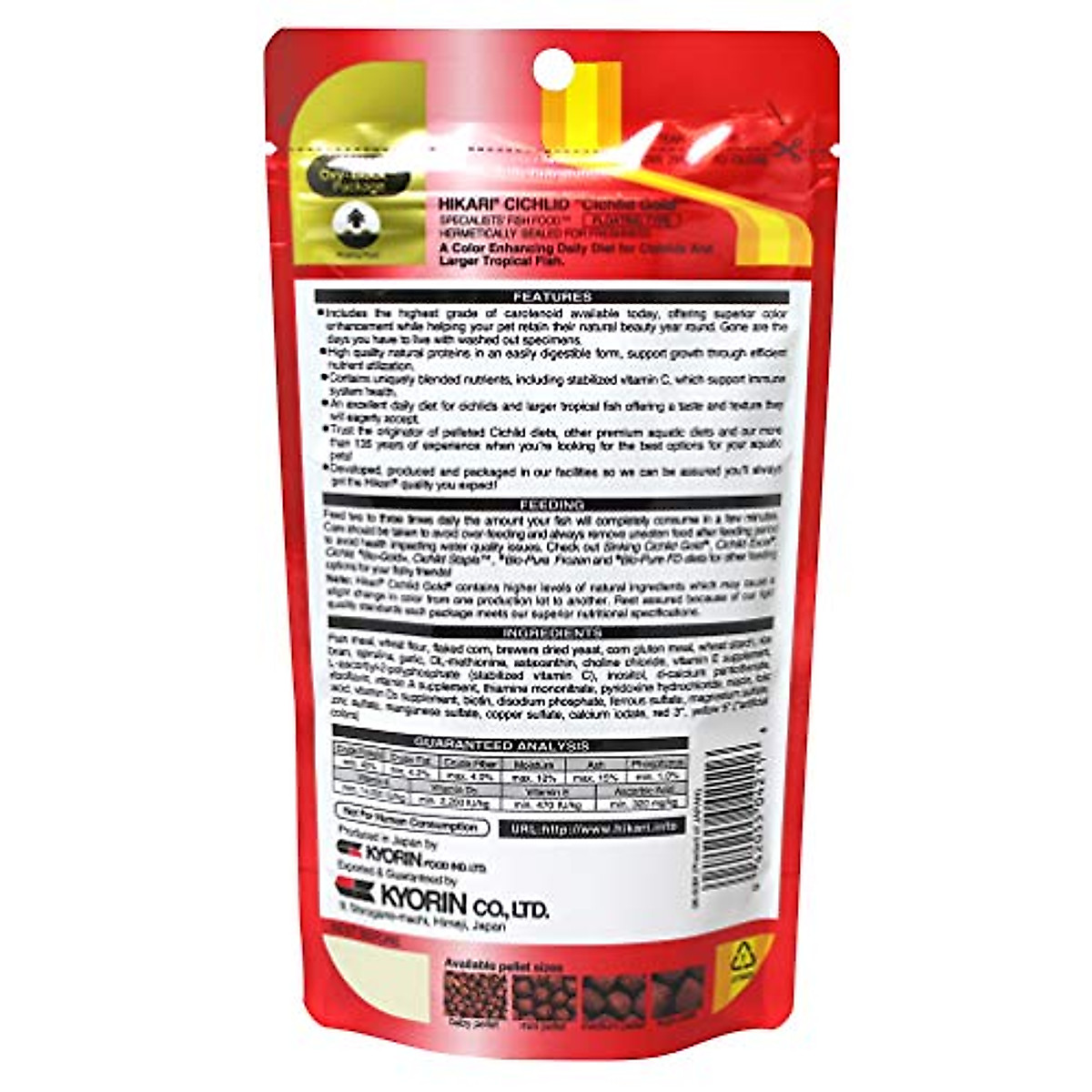 Hikari 2-Ounce Cichlid Gold Floating Pellets for Pets, Large