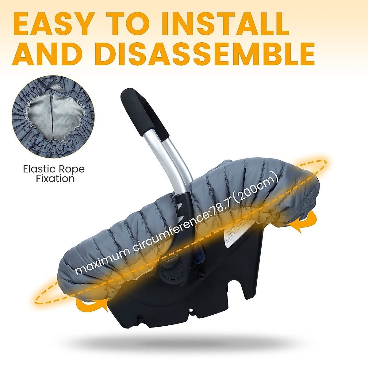 Orzbow Enfant Car Seat Covers - Cocoon Baby Cover for Boys & Girls, for Spring Autumn Winter, Breathable Windproof, Zipped Window, Universal Fit for Infant Car Seat (0-12M), Gray