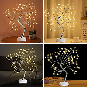 2-Pack Fairy Light Spirit Tree for Indoor Christmas Decorations, 20" Small Christmas Tree with 108 LED Warm White Lights, Artificial Bonsai Tree Light for Home DIY Holiday Bedroom Wedding