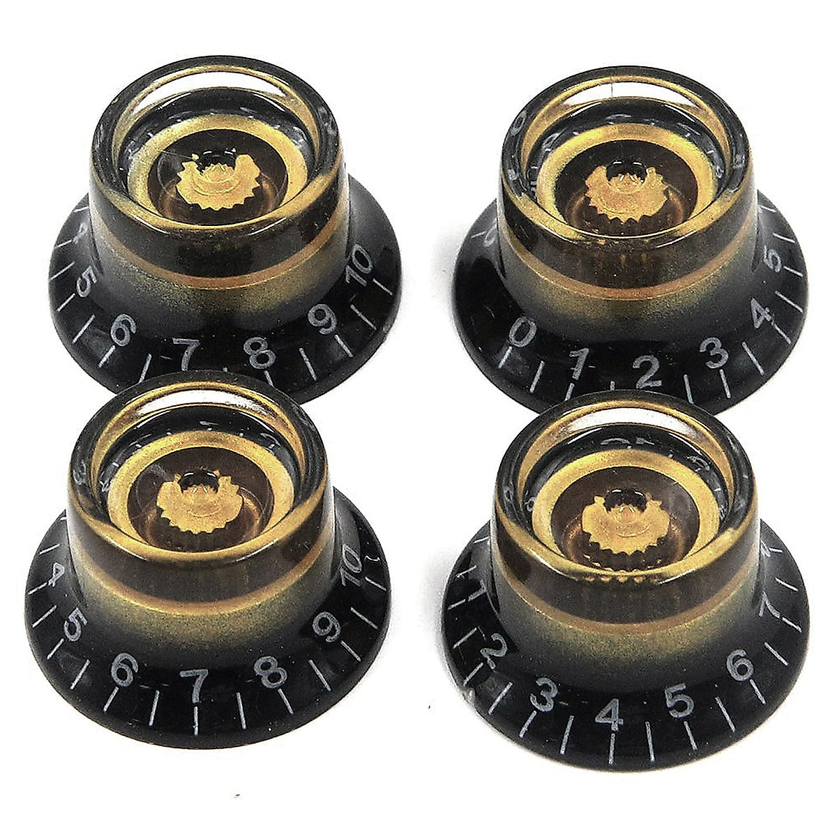 FarBoat 4Pcs Guitar Volume Tone Control Knob UFO Shape for LP Electric Guitar (Black and Gold)