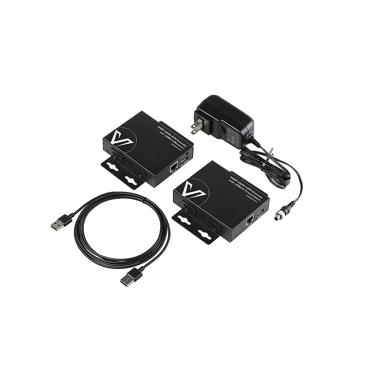 AV Access HDMI KVM USB Extender Over Cat5e/6/6a/7 260ft/80M, 2 USB 2.0 Ports, Zero-Latency, Plug and Play, PoE, No Driver, Supports All Operating System, Keyboard and Mouse USB Over Ethernet