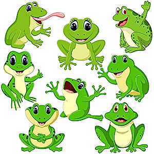 48 Pieces Funky Frogs Cut-Outs Cute Frog Accent Bulletin Board Cut-Outs Spring Bulletin Board School Classroom Cutouts Summer Fall Theme Party Cool Jumping Frogs Cutouts with Glue Point Dots