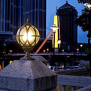 CZLZY Outdoor Waterproof Electric Pillar Lamp European E27 Post Light Villa Courtyard Wall Spherical Aluminum Column Light Glass Lampshade Lawn Road Decoration Landscape Light