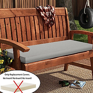 Magpie Fabrics Patio Bench Loveseat Cushion Covers (Replacement Cover only, No Insert!), Waterproof Fade Resistant Swing Cushion Slipcover with Ties(42x18x3 Inch, Warm Gray)