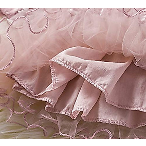 TTYAOVO Girls Long Sleeve Lace 3D Flowers Tulle Layered Princess Party Dresses Size(120) 3-4 Years Pink