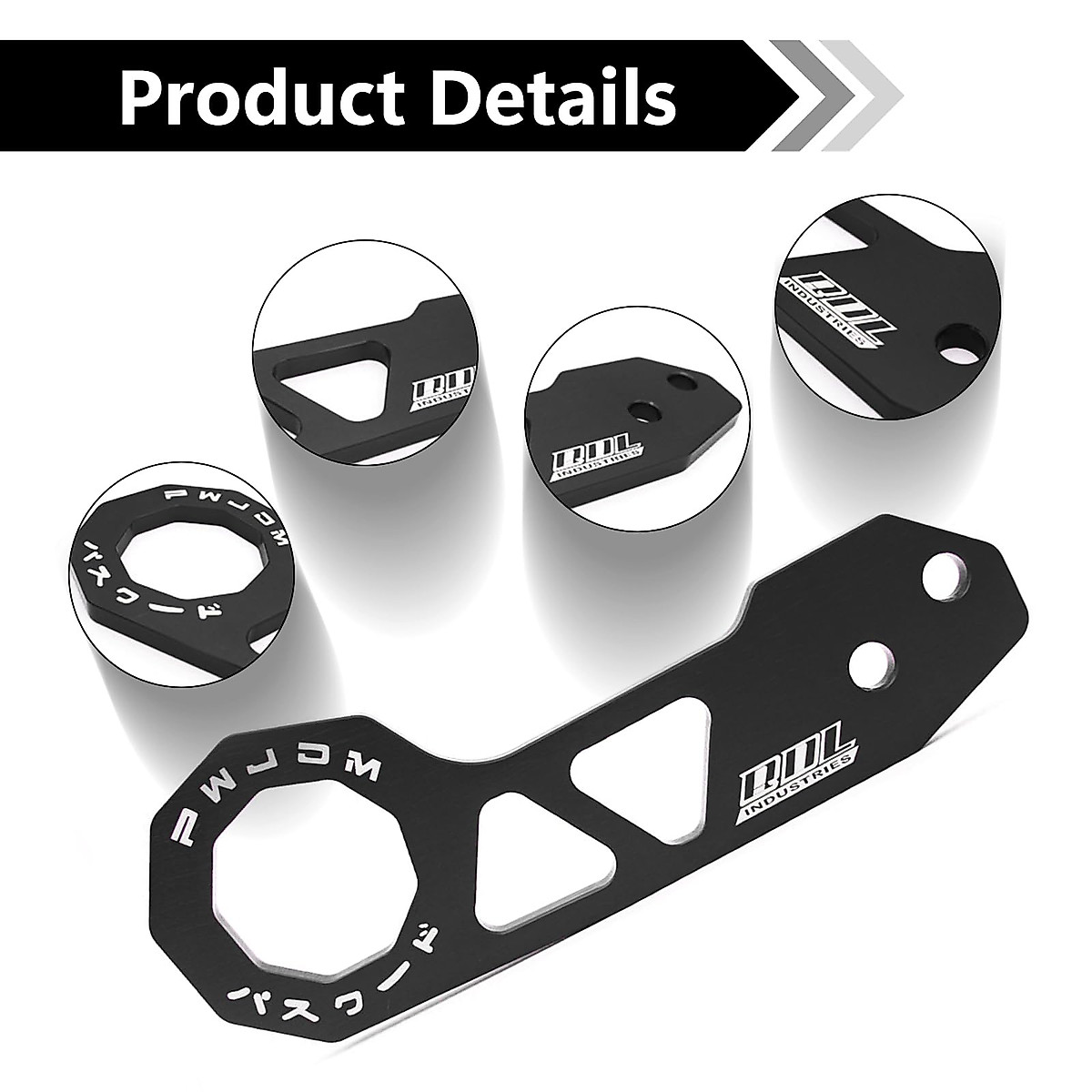 gunhunt 1 PC High-Strength Pull Ring, Light Metal Pull-Resistant Portable Front Rear Tow Hitch, Personalized Creative Car Universal Tow Hooks, Product Compatible with Cars, Trucks, Vans, SUVs (Black)