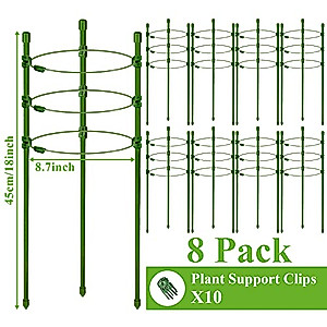 Legigo 8 Packs 18inch Plant Support Cages with 3 Adjustable Support Rings- Small Tomato Cage for Pots Plant Holder for Home Garden Balcony for Orchids, Tomato, Vegetables, Flowers, Climbing Plants