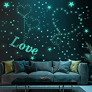 Glow in The Dark Stars for Ceiling, 1120PCS Airsnigi Glow in The Dark Wall Decals Long-Lasting Glowing Star Wall Stickers Perfect Gifts for Kids Room Decor, Halloween, Christmas-Green