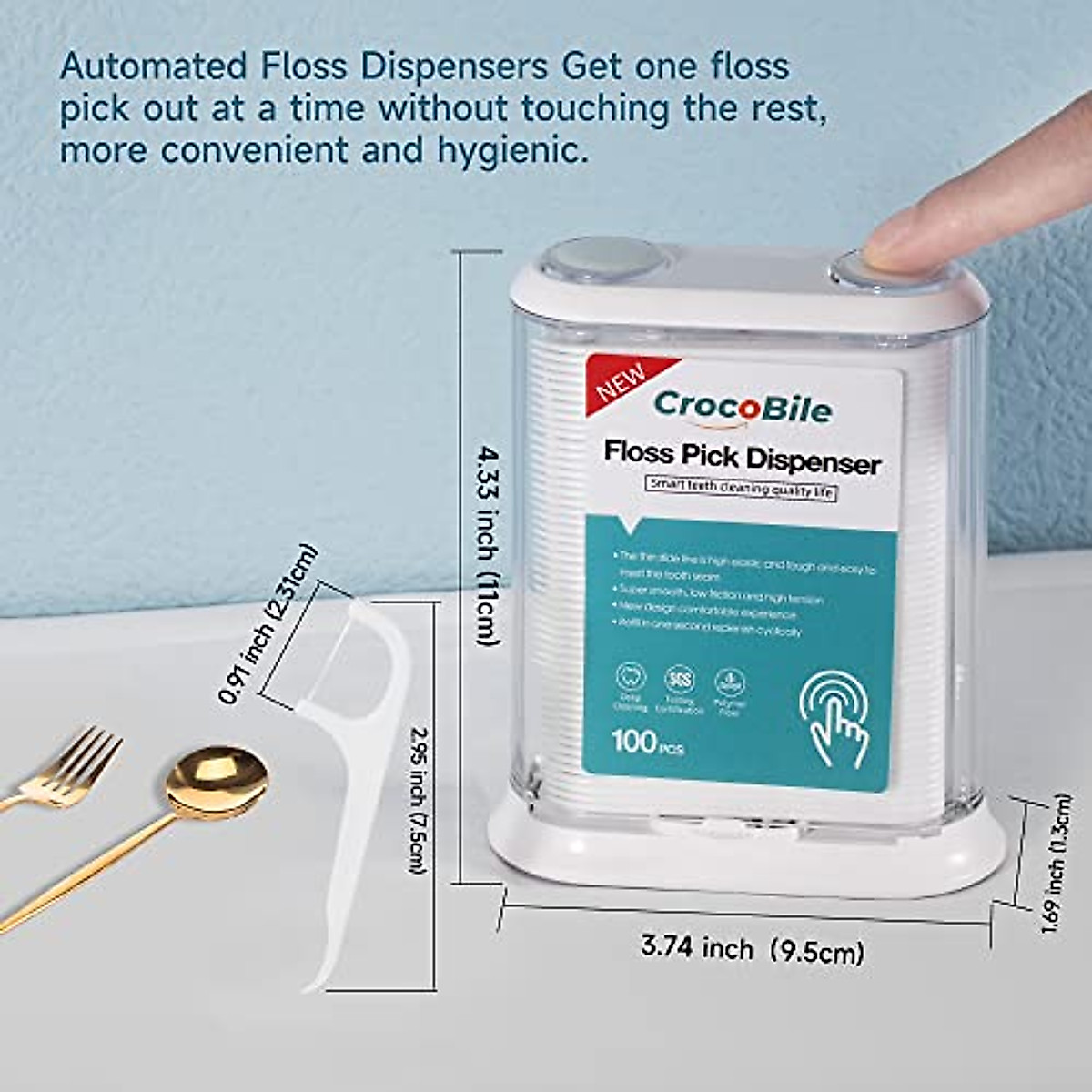 The New Floss Pick Dispenser - with [200 Count] Hygienic, Tidy and Odorless Floss Picks, 2-Pack Pop-Up Automatic Flosser Dispenser, for Home Travel Hotel Sturdy Safe Container - Floss Dispenser.