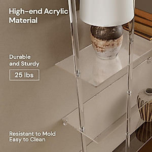 CRTERICX Narrow Acrylic Bookshelf, Wall Mounted, 6-Tier Clear Ladder Bookshelf with Open Shelves, Multipurpose Bookcase for Living Room, Bathroom, Office, Modern, 9.5" D x 29.5" W x 81.7" H