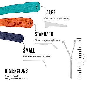 Chums Original Cotton Retainer - Unisex Eyewear Keeper for Sunglasses & Glasses - Adjustable Fit, Washable & Made in USA (Standard-End, Black) , One Size