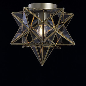 JONATHAN Y JYL9035B Stella 12" Moravian Star Metal/Clear Glass LED Flush Mount, Contemporary, Transitional, Office, Living Room, Dining Room, Kitchen, Bedroom, Bathroom, Hallway, Foyer, Gold/Clear