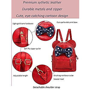 Sunwel Fashion Girls Mini Backpack Purse Mouse Ear Polka-dot Sequin Bow Convertible Backpack to Crossbody Bag for Women (pink polkadot bow, W8.7 x H10)