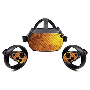 MightySkins Carbon Fiber Skin for Oculus Quest - Textured Gold | Protective, Durable Textured Carbon Fiber Finish | Easy to Apply, Remove, and Change Styles | Made in The USA