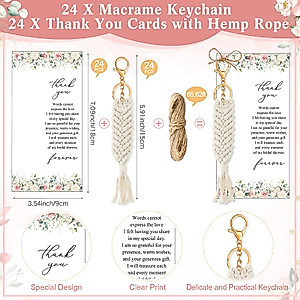 Ecation 24 Sets Bridal Shower Favors for Guests 24 Macrame Keychains Boho Keychain 24 Thank You Cards with Hemp Rope Goodie Bags Tassels Charm for Wedding Favors