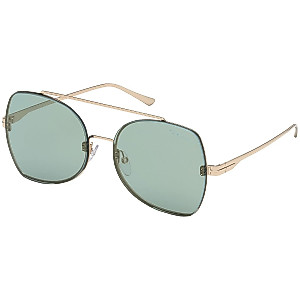 Tom Ford Scout TF 656 28Q Gold Metal Pilot Sunglasses Green Mirror Lens