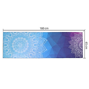 Non Slip Yoga Mat for Women Men Printed Yoga Mat Long Sports Mat Fitness Mat Gym Mat Portable Picnic Mat Eco Friendly Yoga Mats with Floral Pattern 70.8x25.6in Light Purple